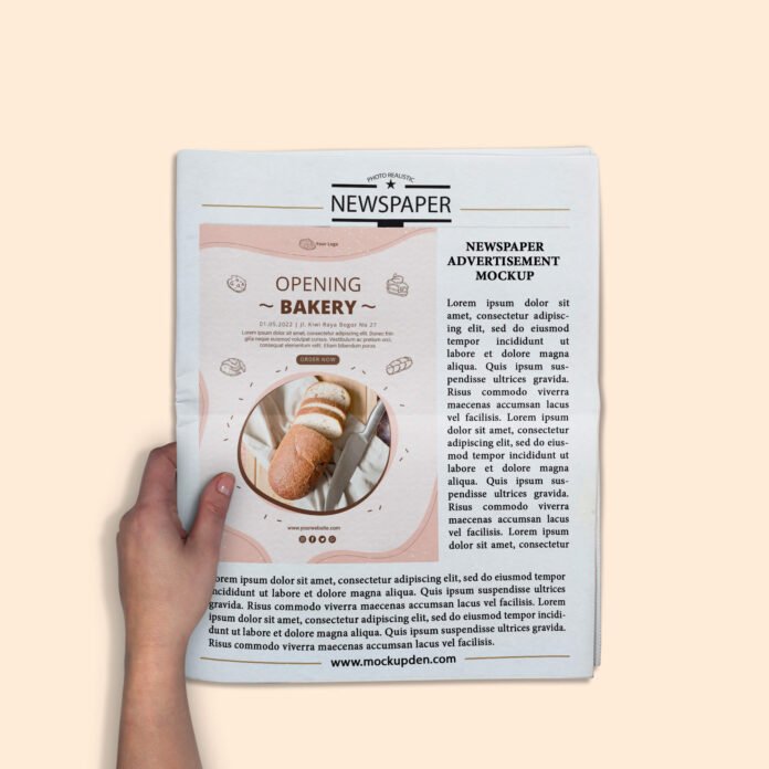 Free Newspaper Advertisement Mockup PSD Template
