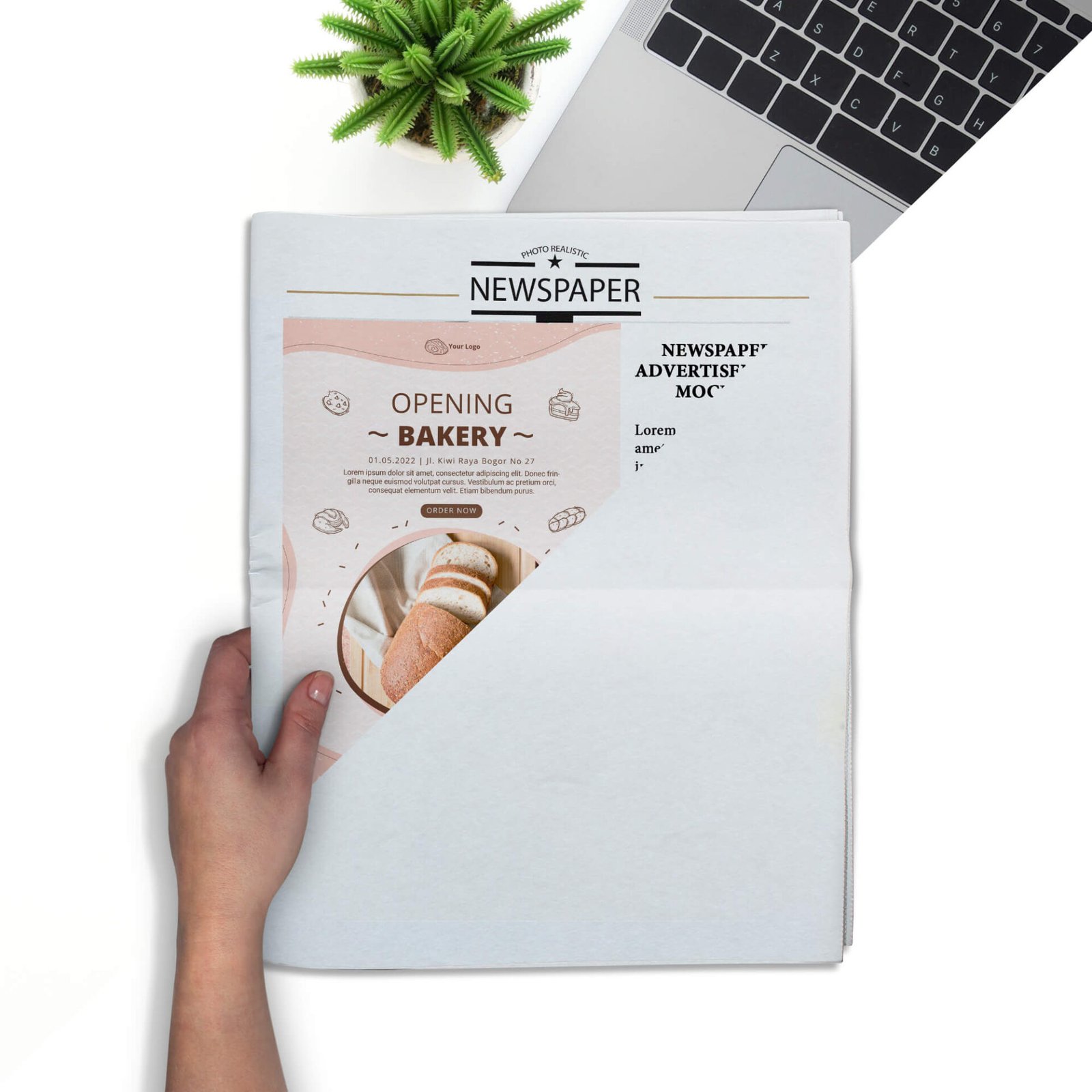 Free Newspaper Advertisement Mockup PSD Template