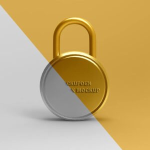 Free Padlock Mockup PSD Template