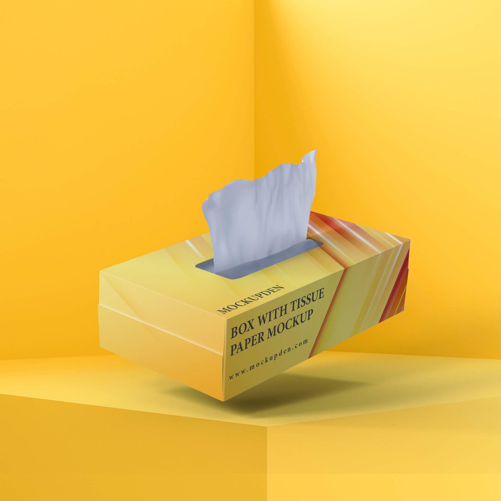 Free Box With Tissue Paper Mockup