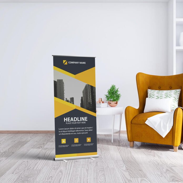 Free Roller Banner Mockup PSD