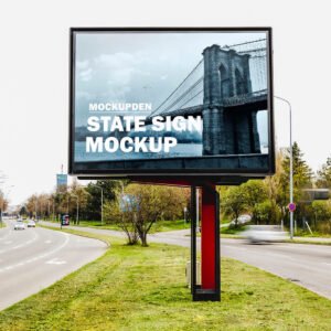 Free State Sign Mockup PSD