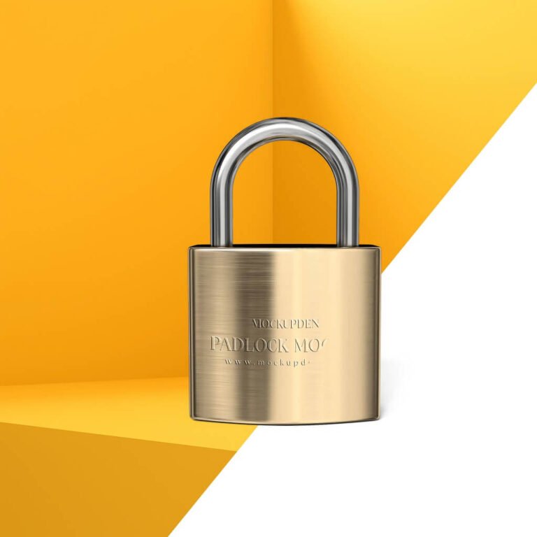 Free Padlock Mockup PSD Template