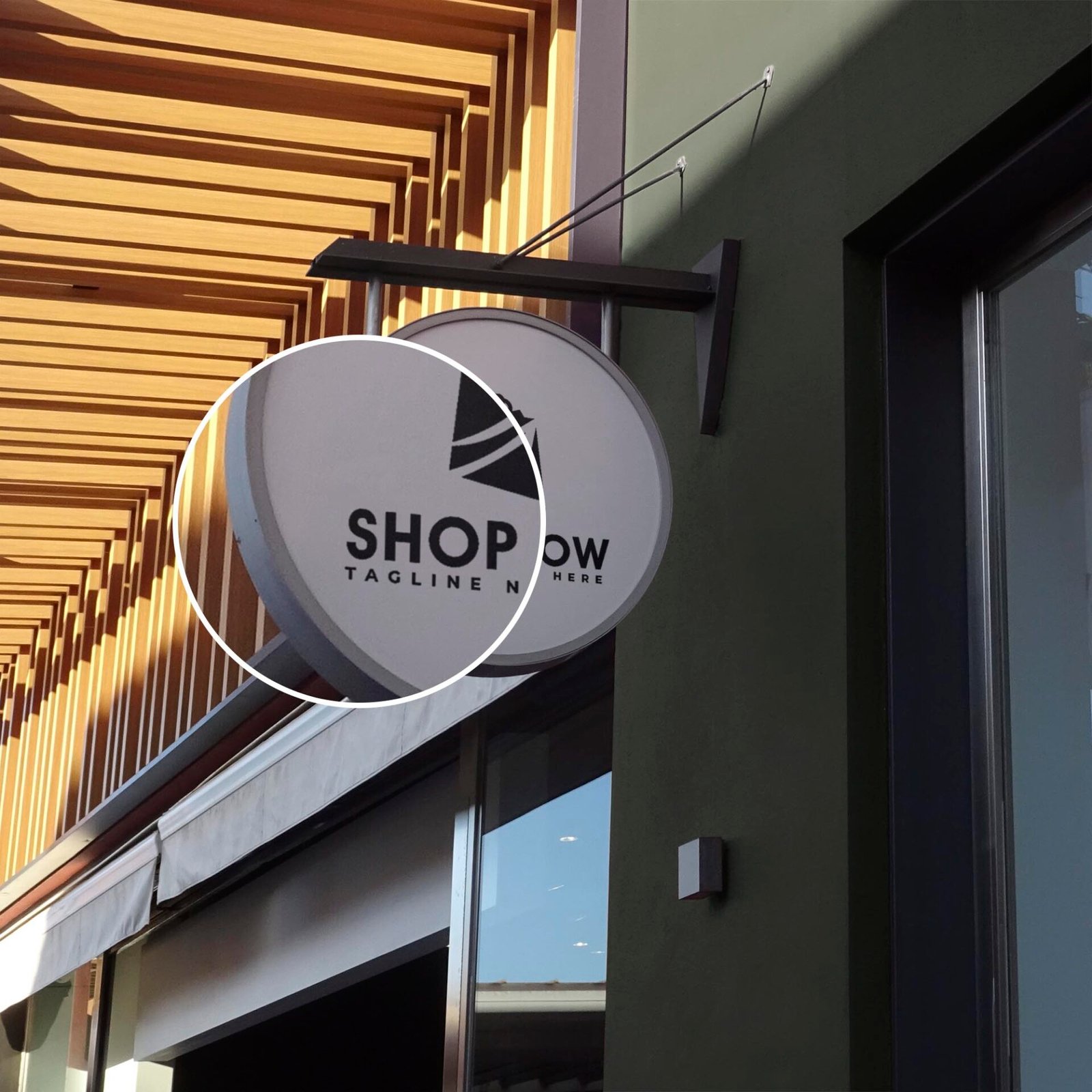 Free Shop Logo Sign Mockup PSD