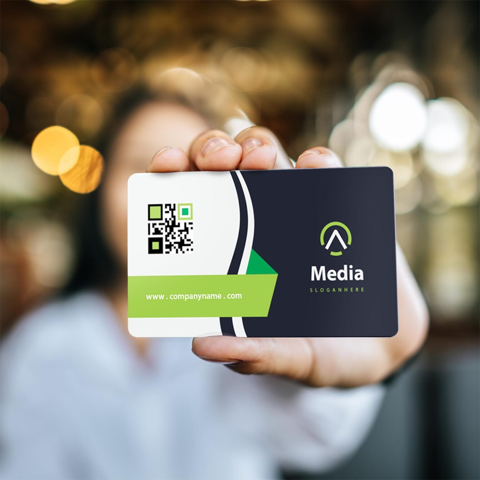 Free Hand Holding Card Mockup PSD