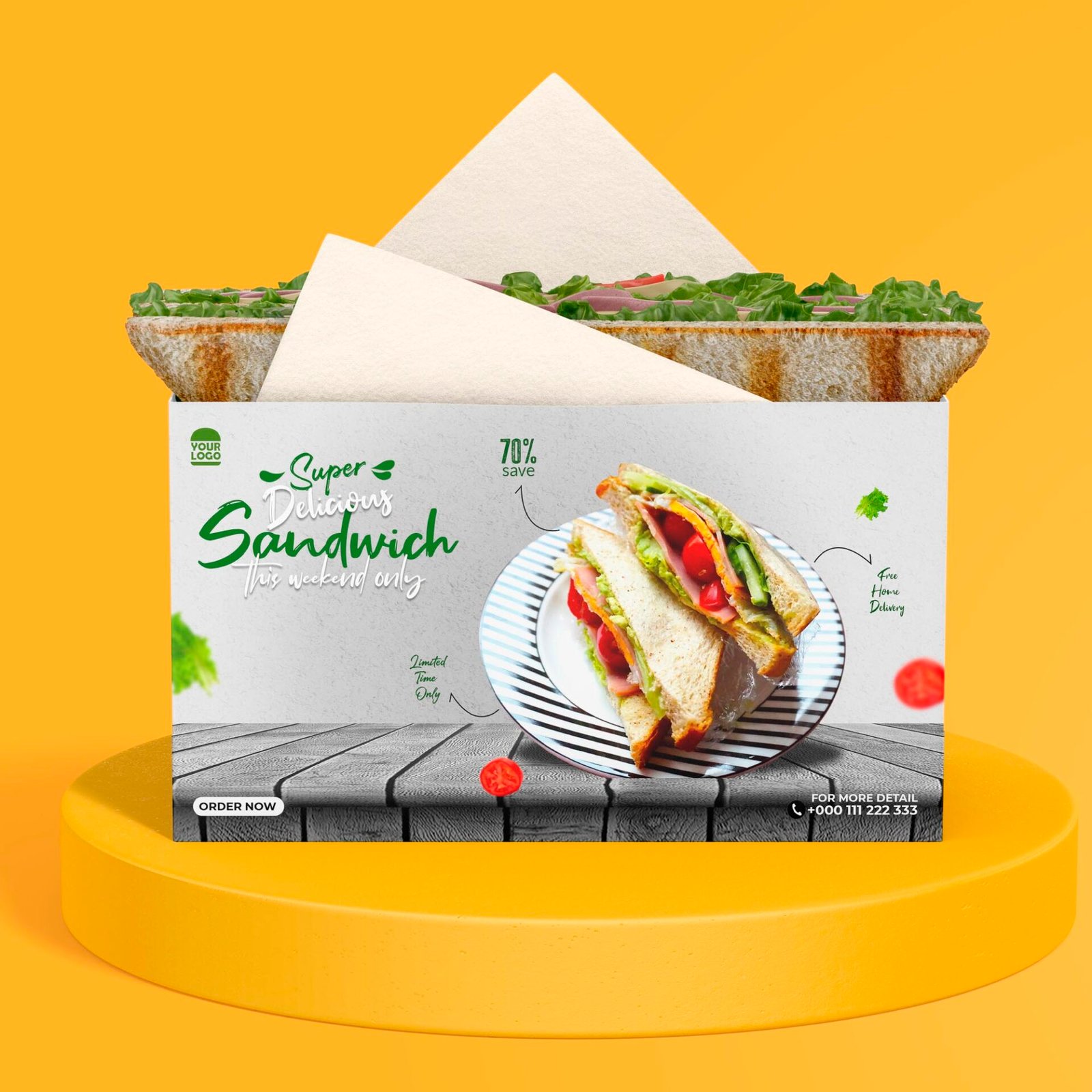 Free Sandwich Box Mockup PSD