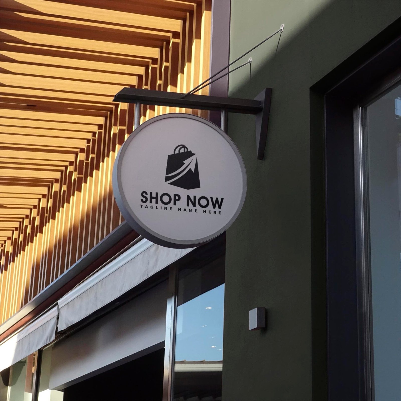 Free Shop Logo Sign Mockup PSD