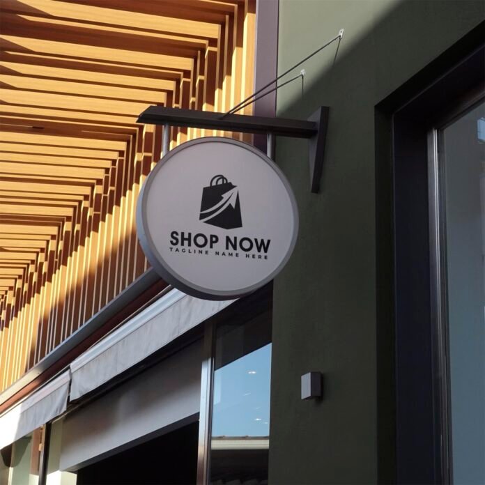 Free Shop Logo Sign Mockup PSD