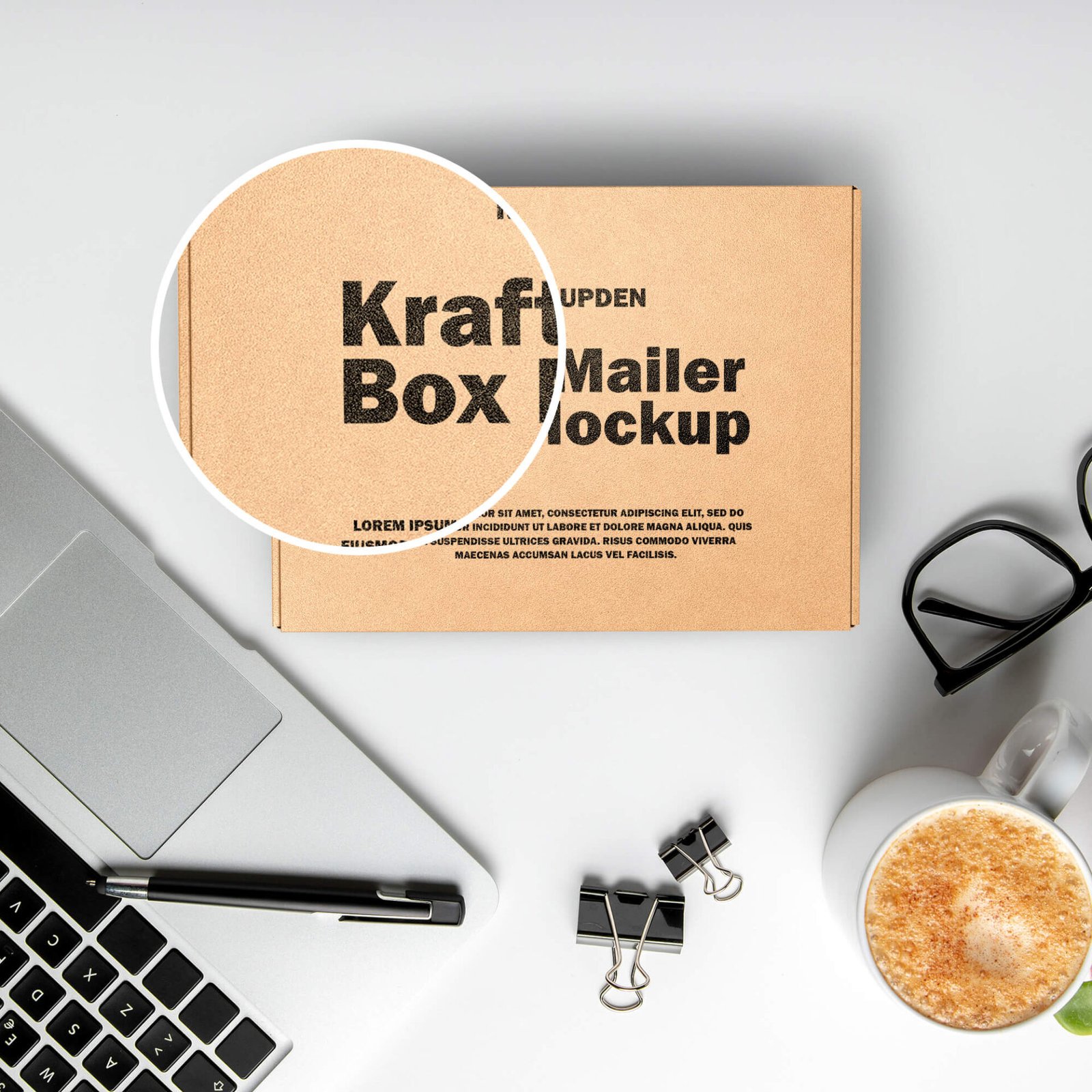 Free Kraft Mailer Box Mockup PSD Template