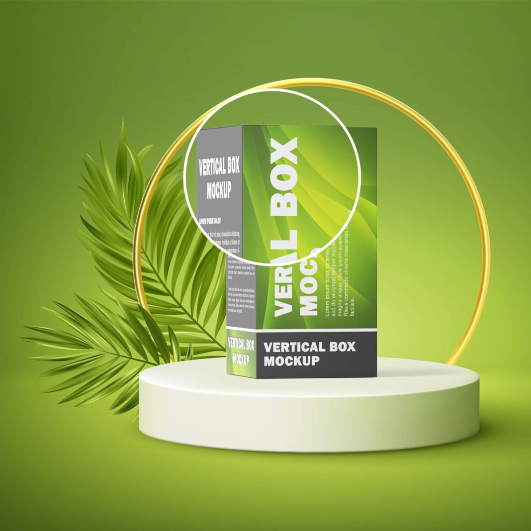 Free Vertical Box Mockup PSD Template