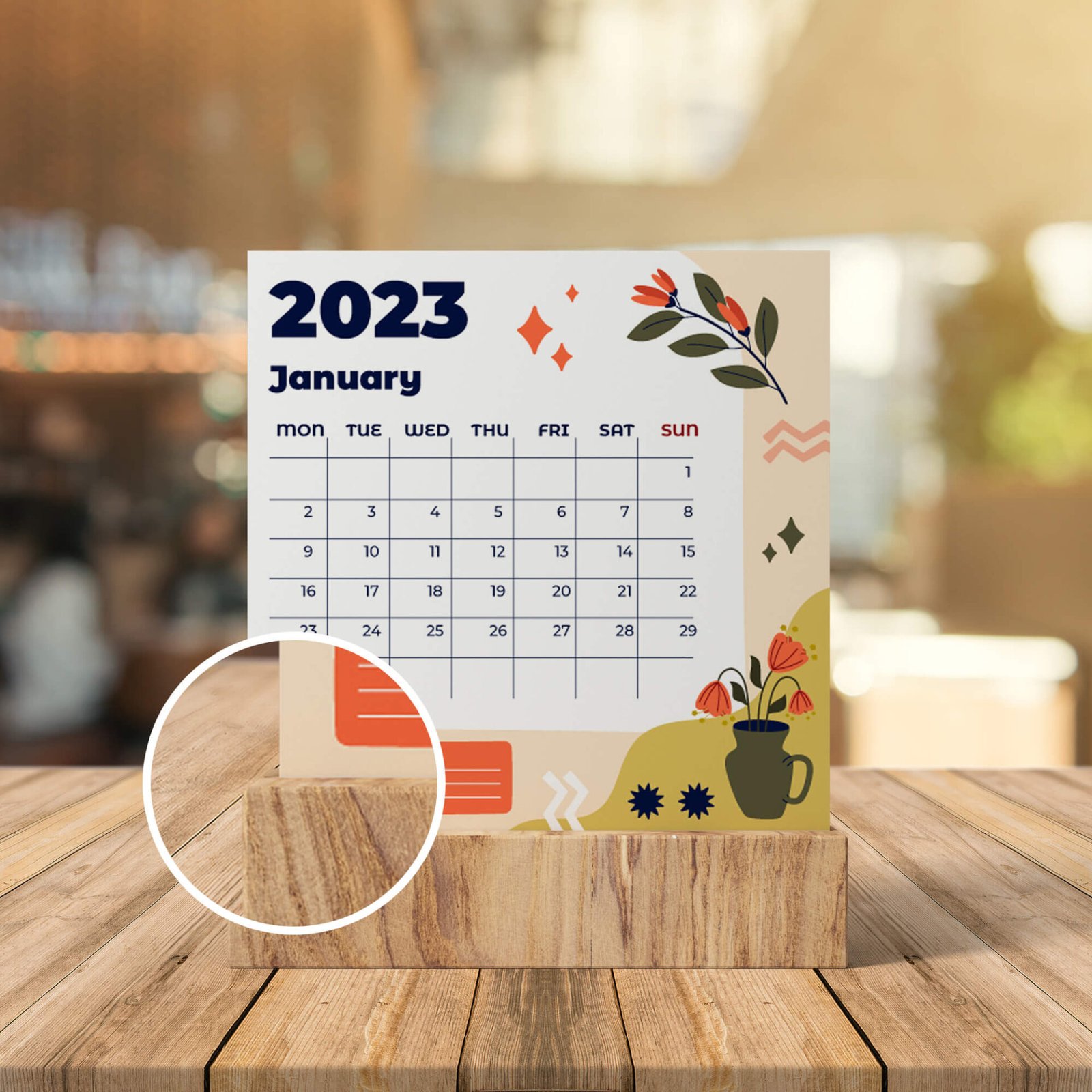 Free Wooden Frame Calendar Mockup PSD