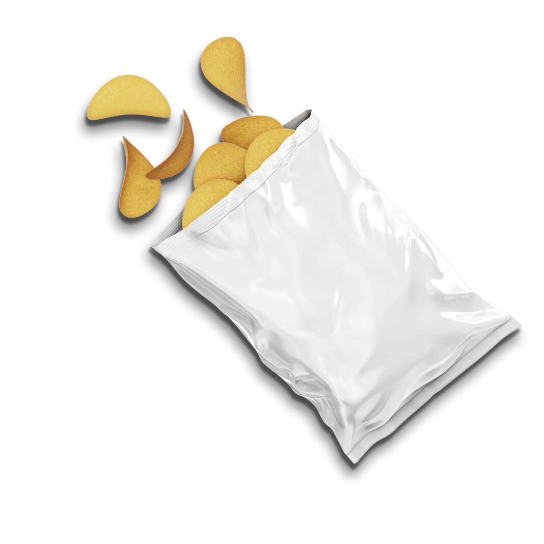 Free Opened Package with Chips Mockup