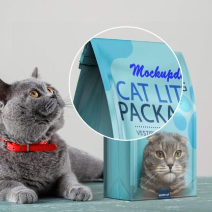 Free Cat Litter Packaging Mockup PSD Template