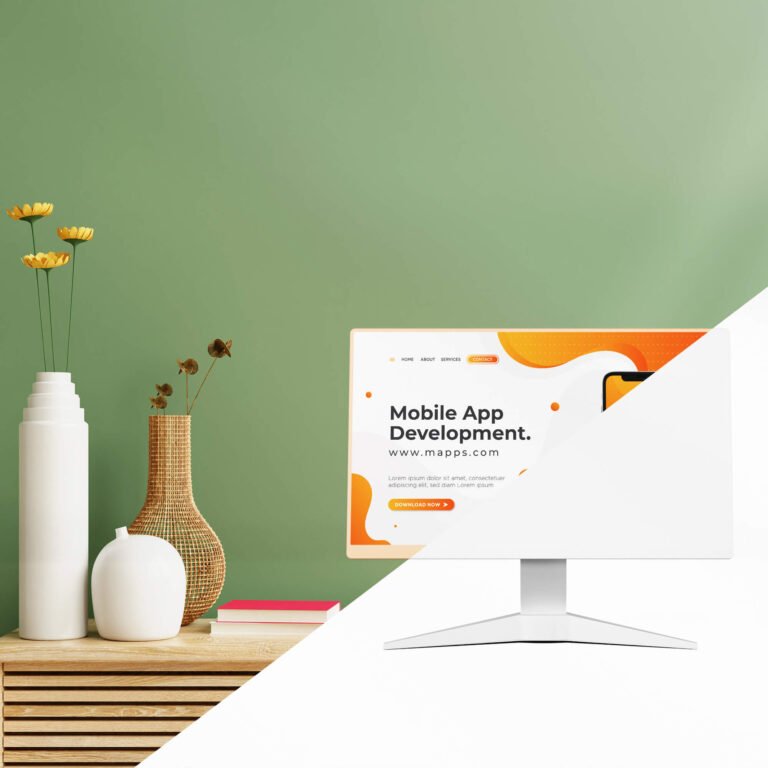 Free Isometric Website Display Mockup PSD Template