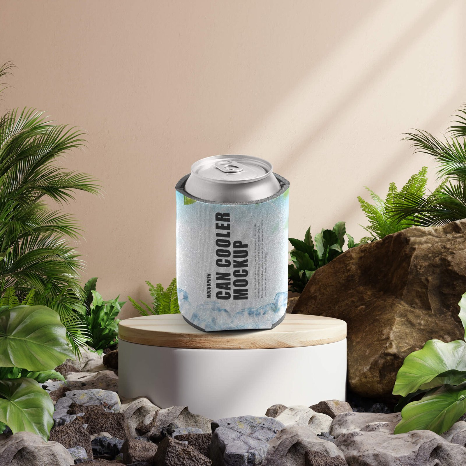 Free Can Cooler Mockup PSD Template