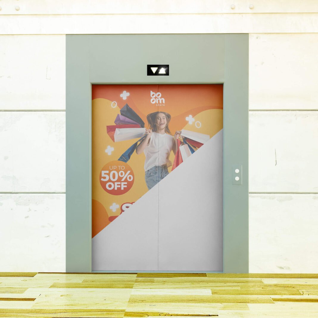 Free Elevator Door Mockup PSD Template