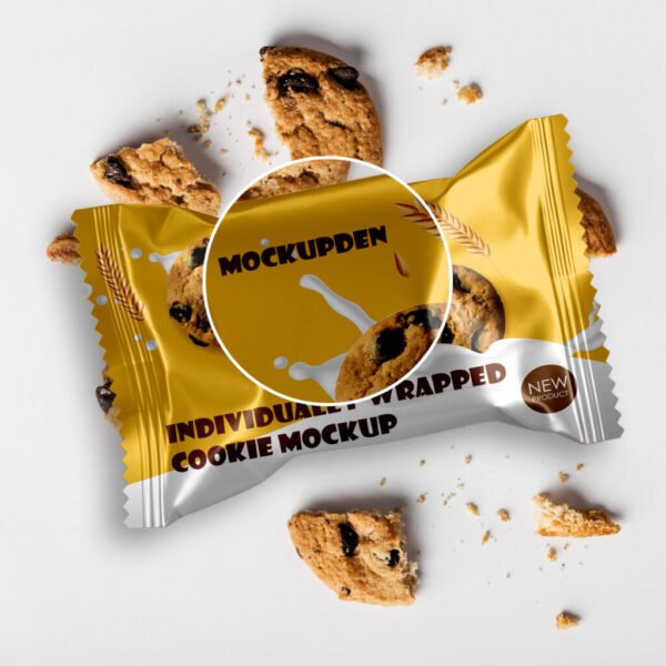 Free Individually Wrapped Cookie Mockup PSD Template